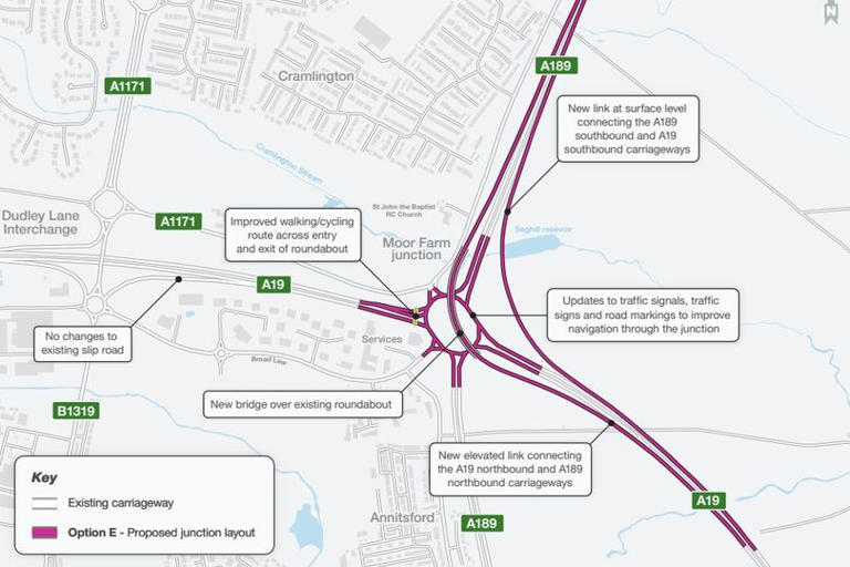 The two options for Northumberland's notorious Moor Farm roundabout upgrade
