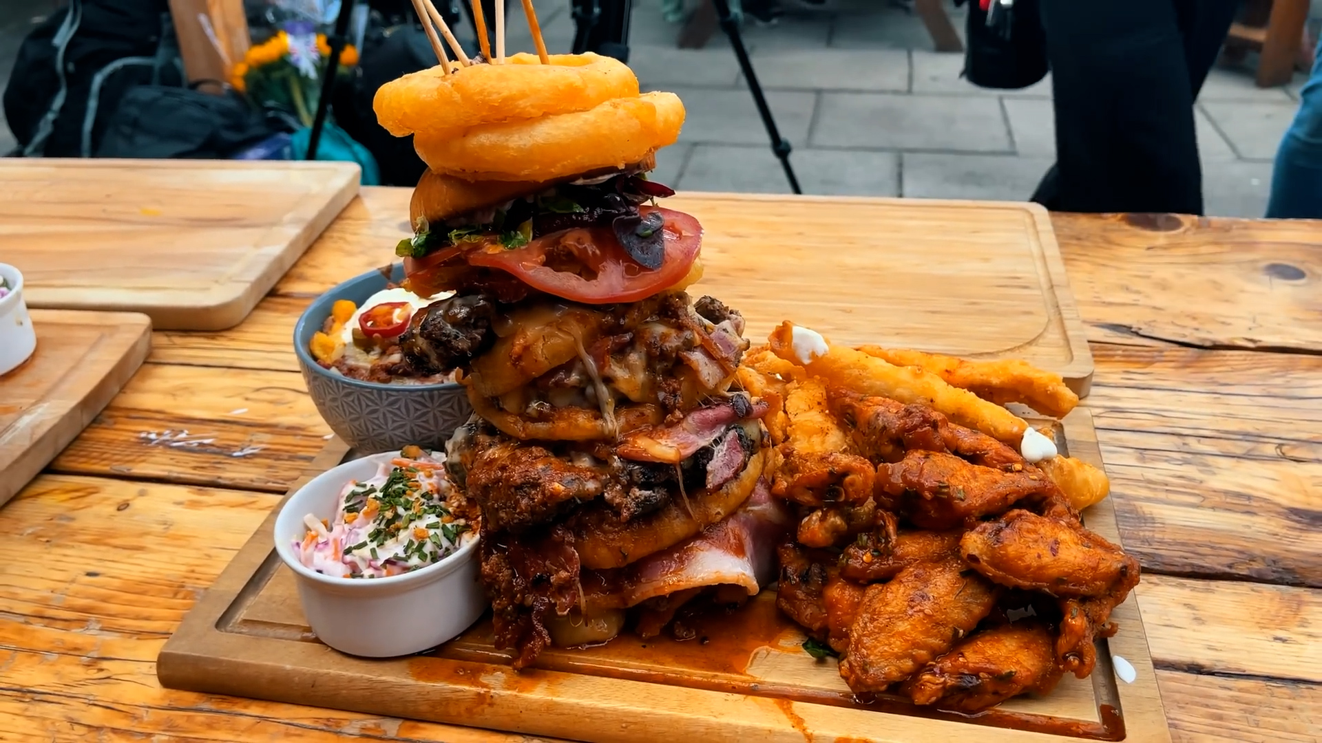 Man tries to beat a burger challenge so big nobody had finished half