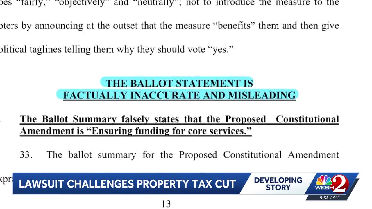 Lawsuit: Florida's property tax amendment 'biased, misleading'