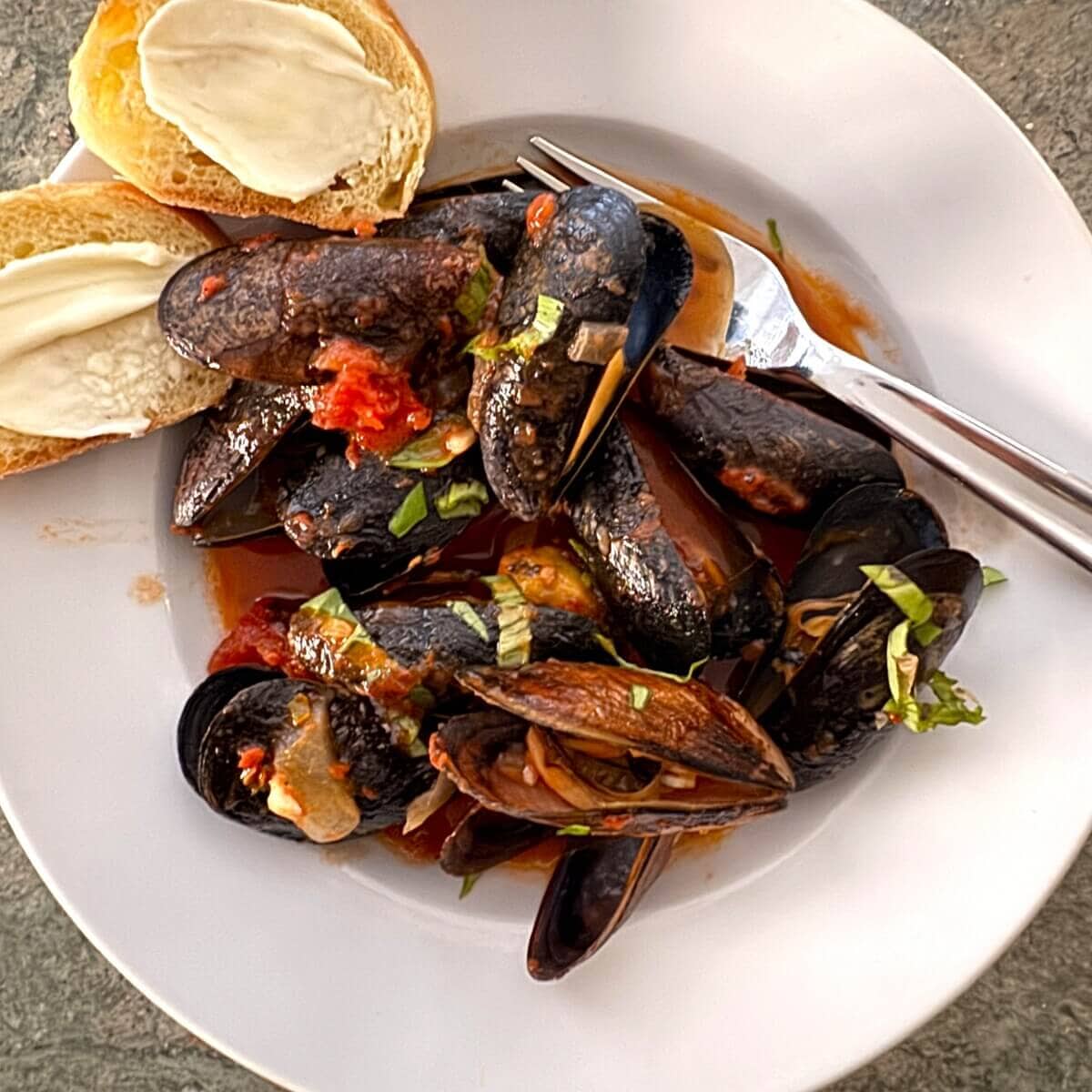 Easy mussels marinara with red sauce