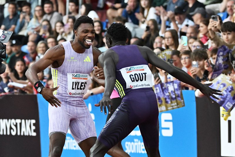Noah Lyles beats Gout Gout in world-best time over 150m