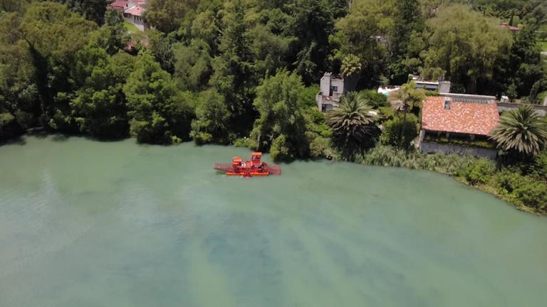 Rescatan la Presa Azul en Pueblo Mágico de Hidalgo; eliminan plaga acuática