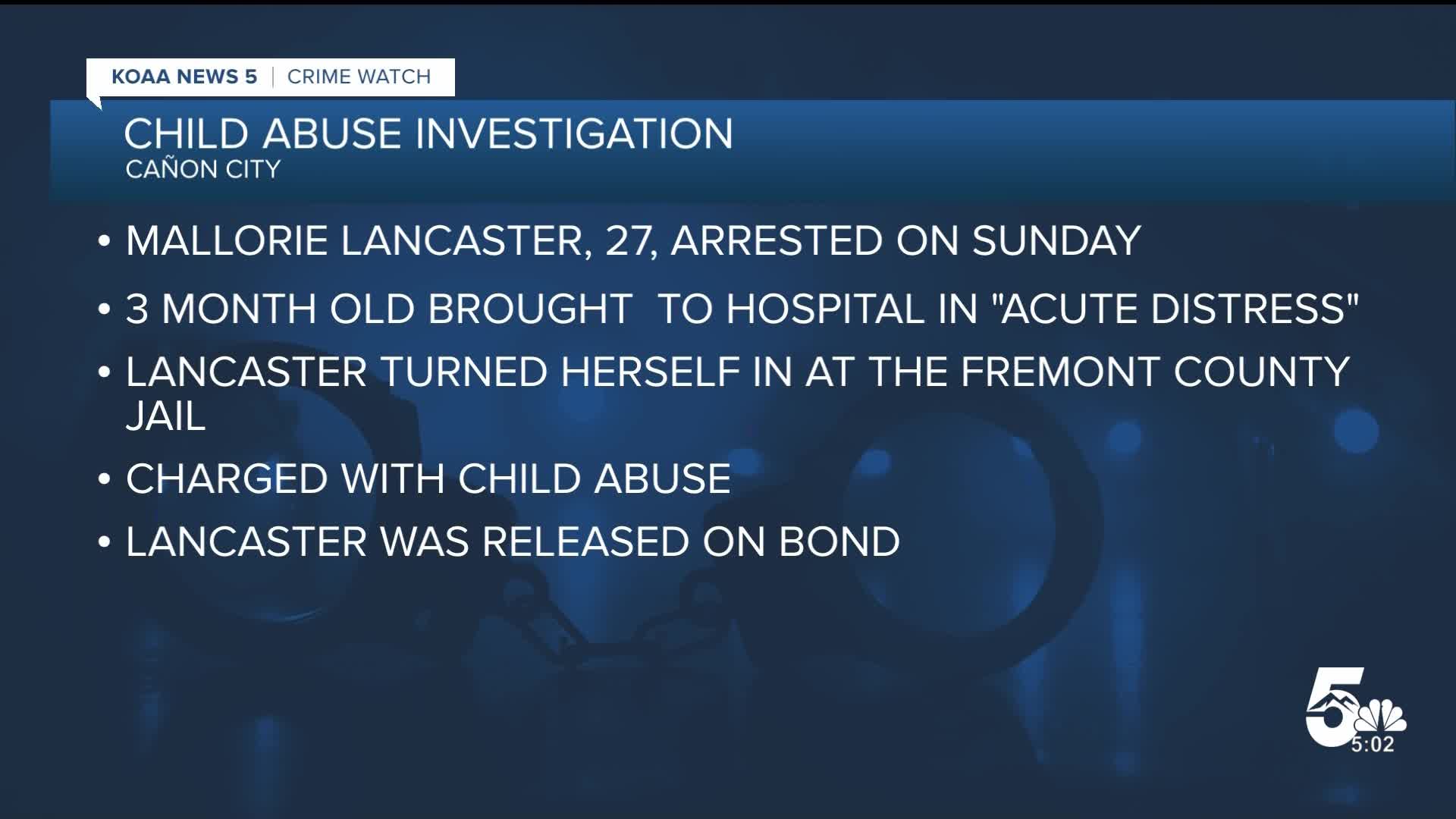 Woman arrested in Cañon City in connection with child abuse investigation
