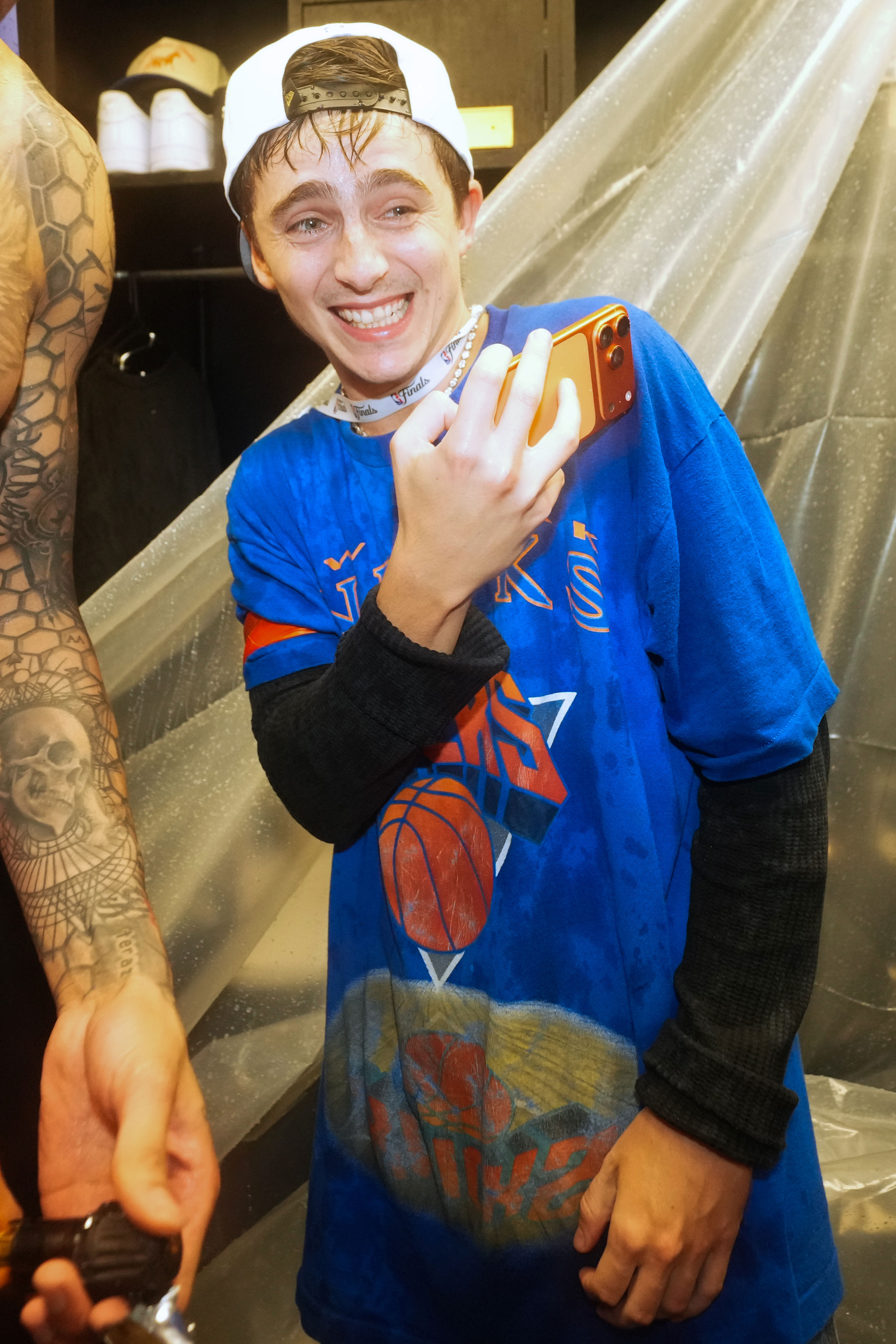 Timothee Chalamet helps the New York Knicks celebrate with tequila and ...