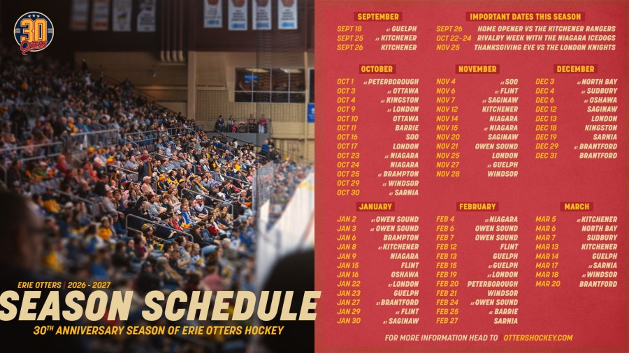 Otters release full 2026-27 OHL schedule