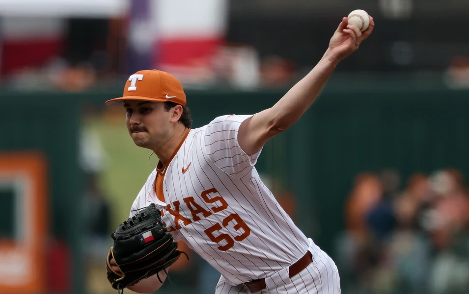 Texas turns to Harrison for CWS elimination rematch with Georgia
