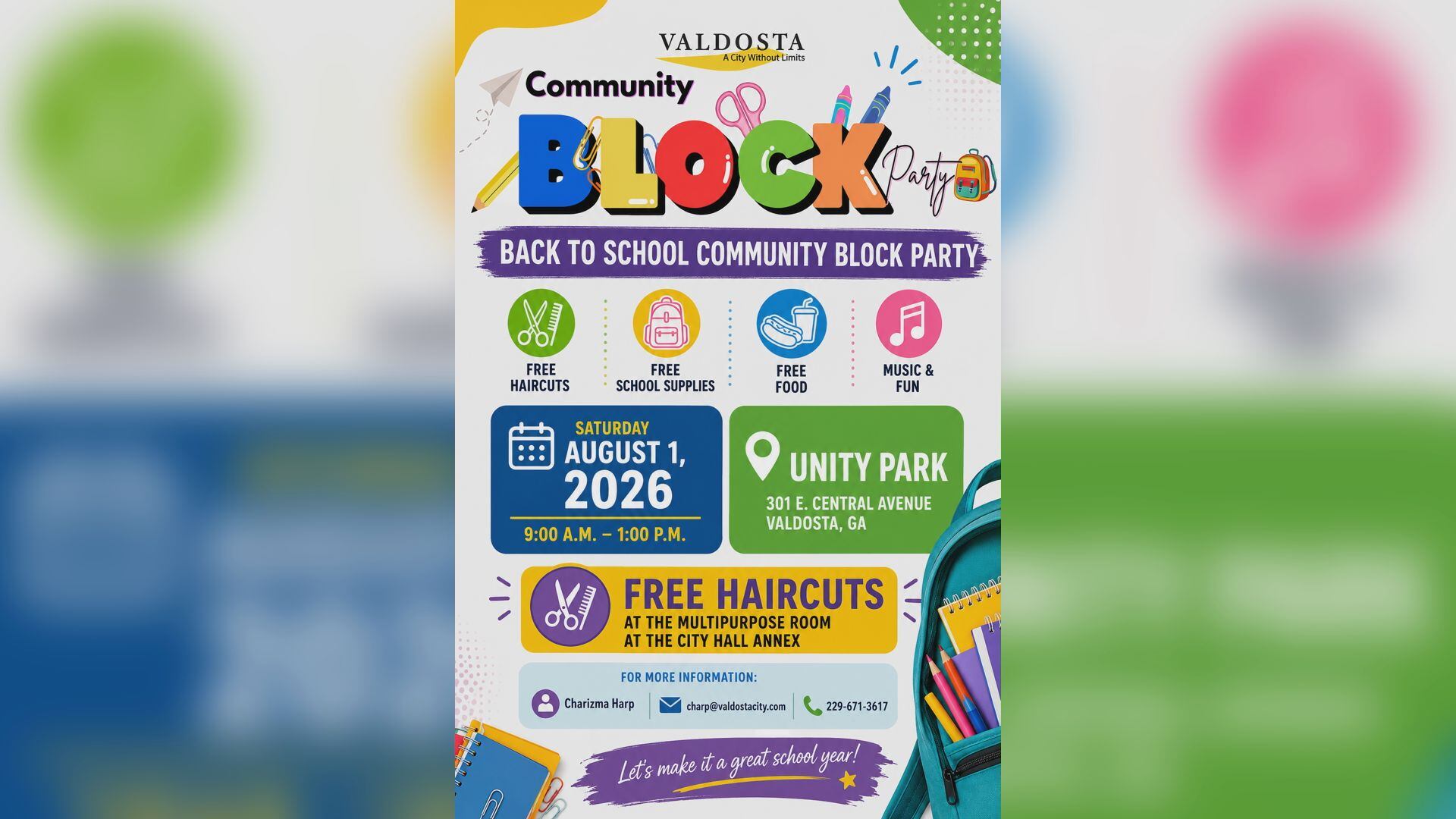 Valdosta to host back to school block party at Unity Park