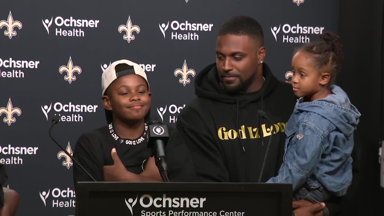 Watch: Cam Jordan joined by family after signing one-year deal with Saints