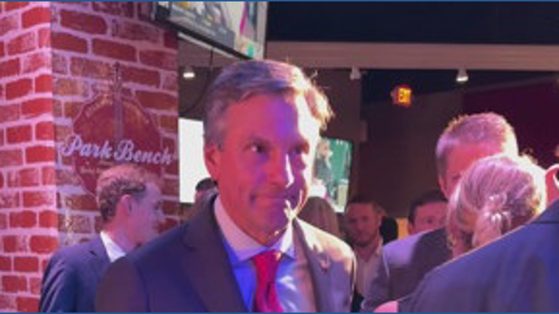 Derek Dooley arrives at watch party