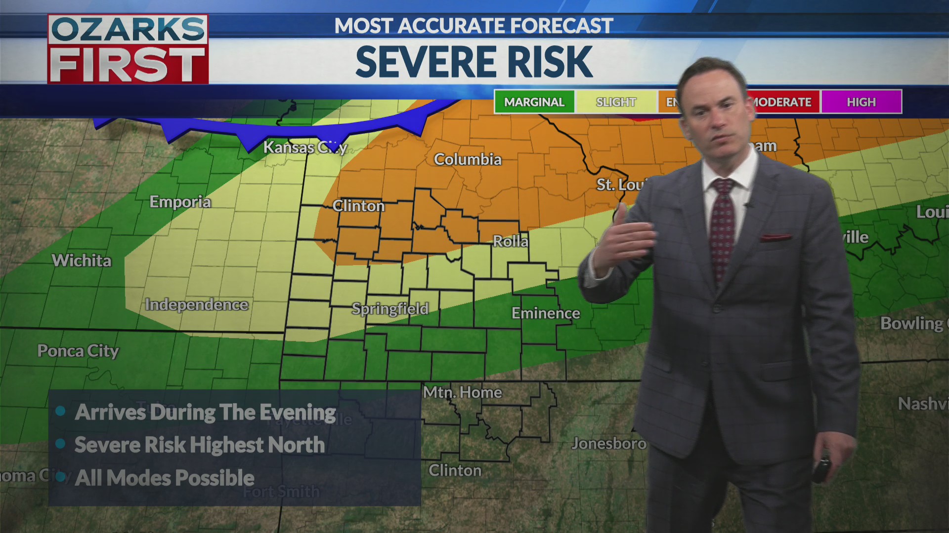 Next round of severe storms to impact parts of the Ozarks Wednesday evening