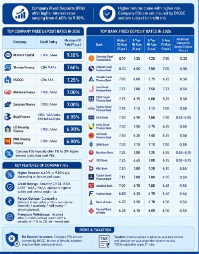 Fixed deposits: Company FDs offer rates up to 9.1%, outpacing bank ...