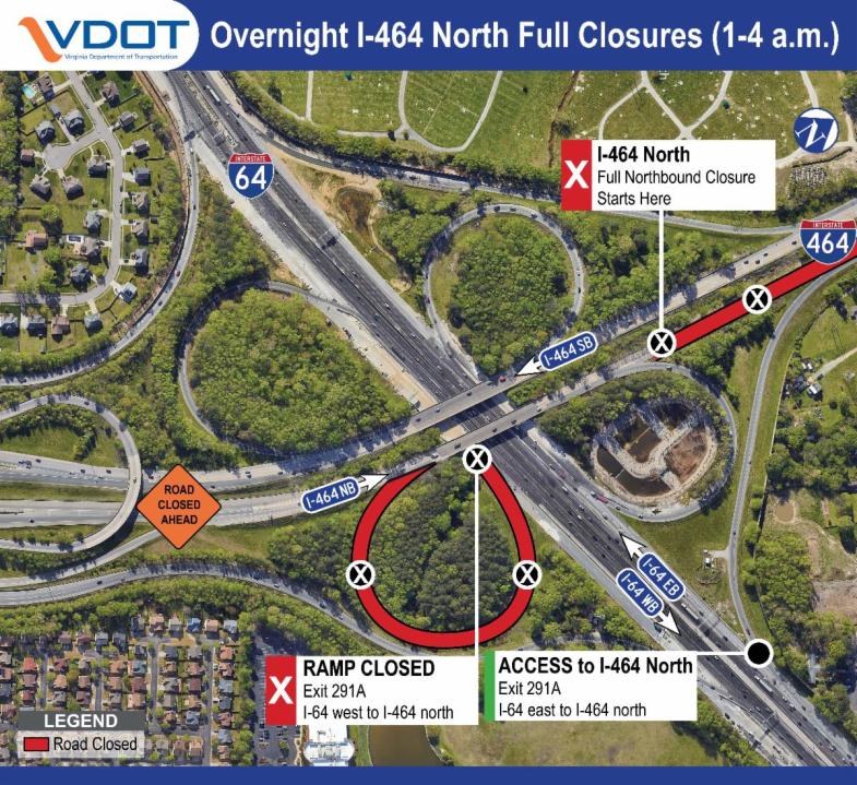 Overnight closures scheduled for I-464 north for new flyover ramp ...