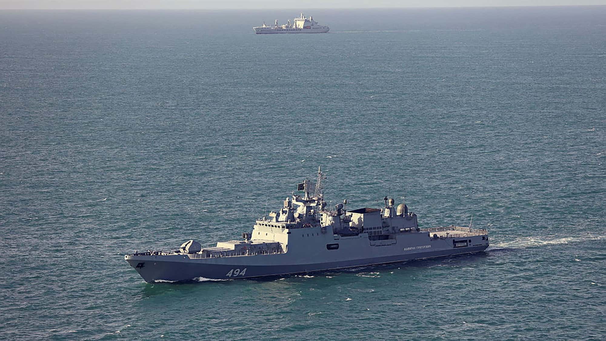 Russian frigate opens fire with warning shots in the English Channel
