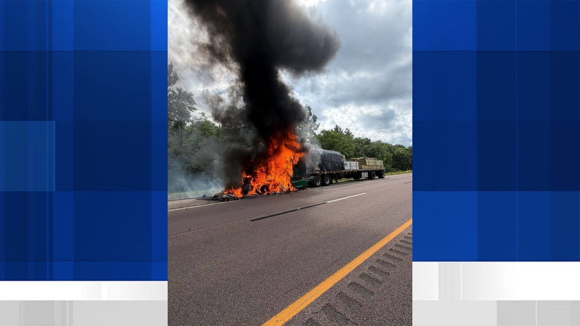 Semi-truck cab fire forces I-94 closure near Black River Falls