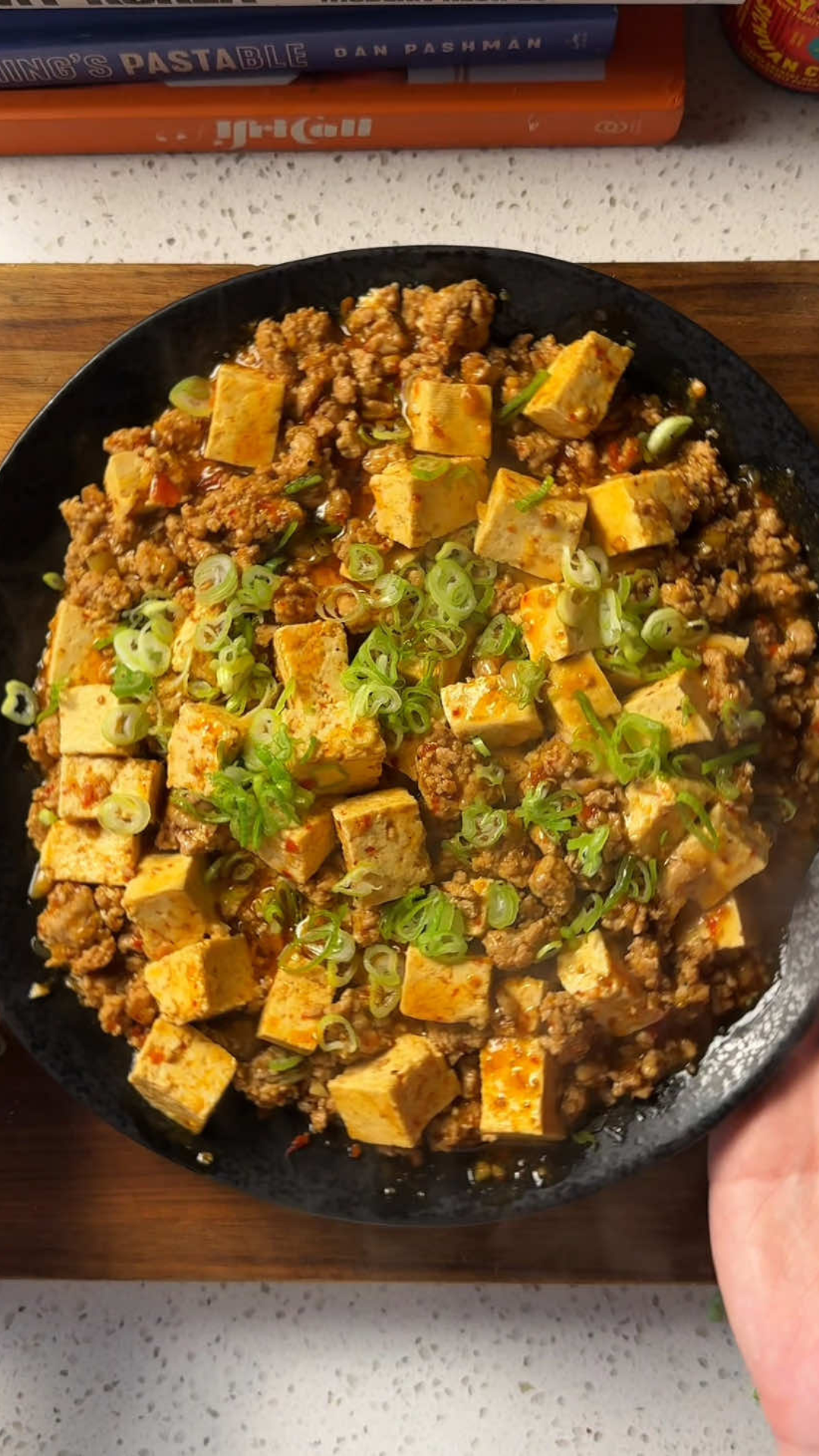 Easy homemade mapo tofu with spicy Sichuan flavor and beef broth