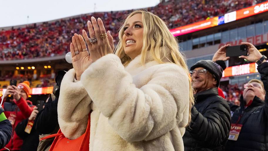Brittany Mahomes rocks Chiefs-red dress fired up for Messi's big World ...