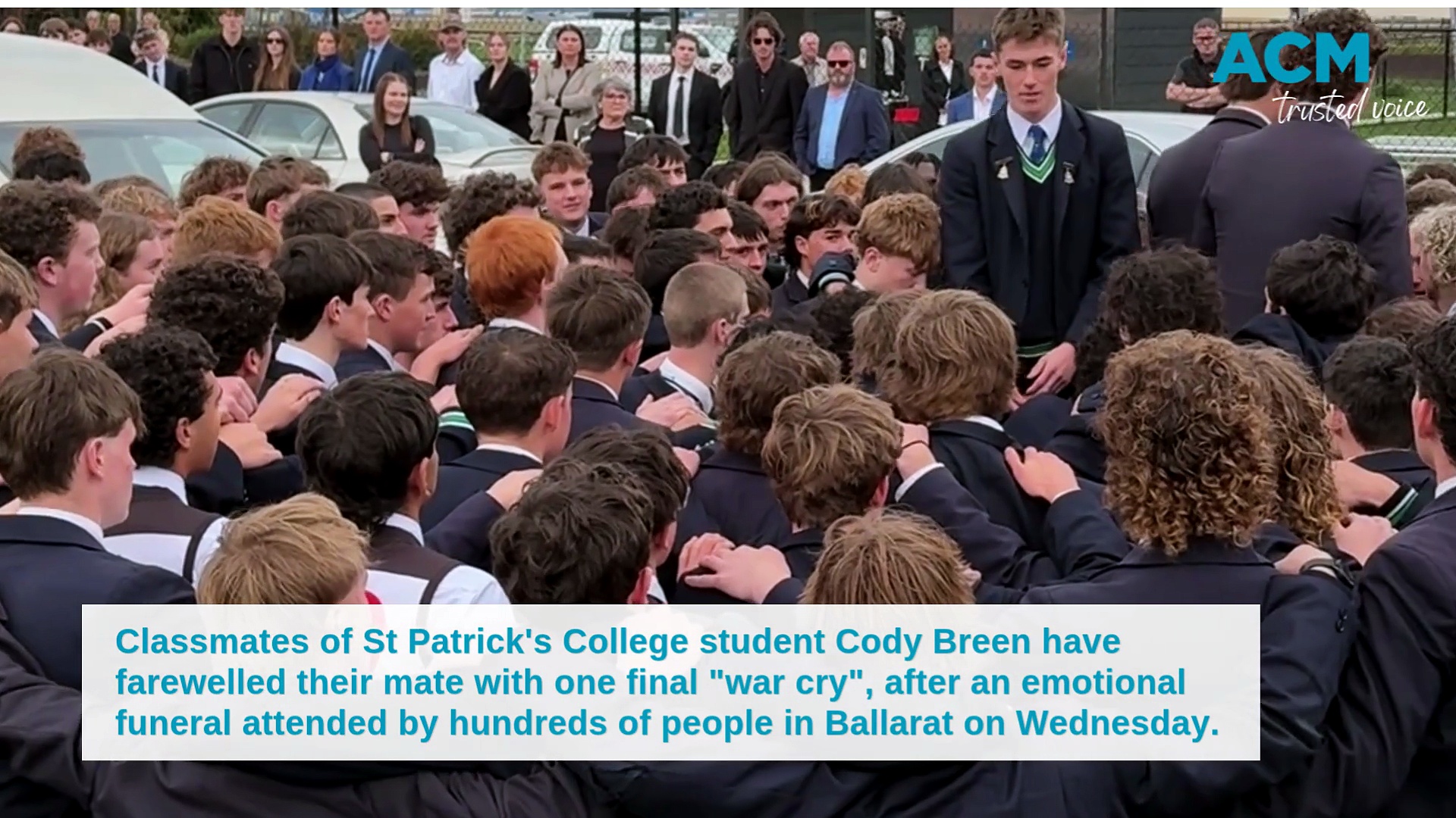 SPC students perform war cry at funeral of Cody Breen