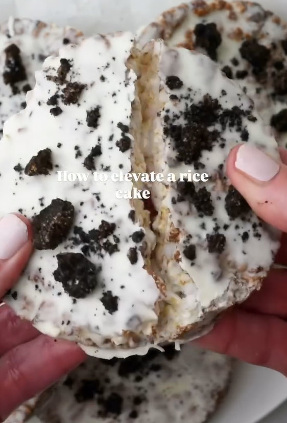 Cookies and cream rice cakes easy dessert snack idea
