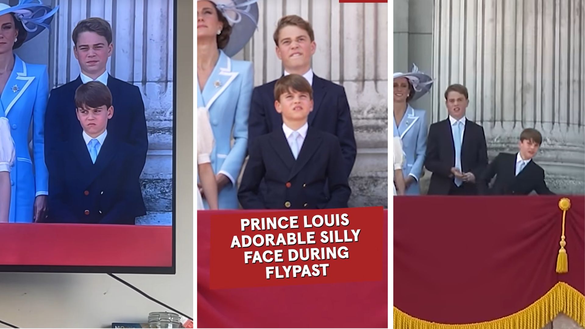 Il principino Louis ruba la scena sul balcone: smorfie, bocca aperta e ...