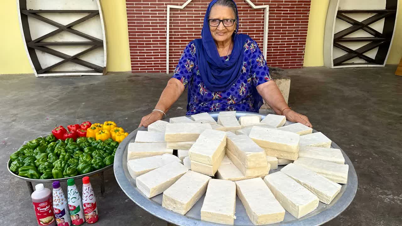 Homemade soya paneer recipe by granny simple village cooking