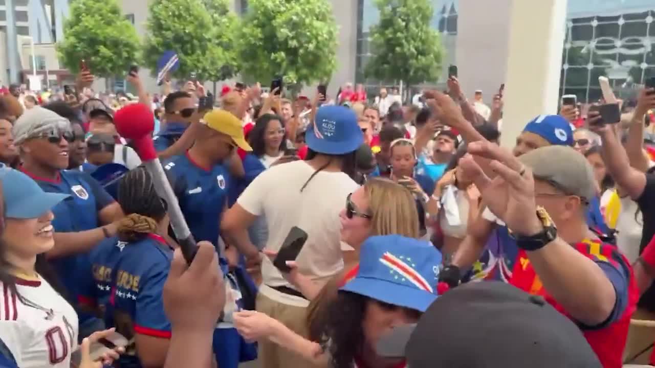 Cape Verde and Spain fans party together ahead of World Cup match