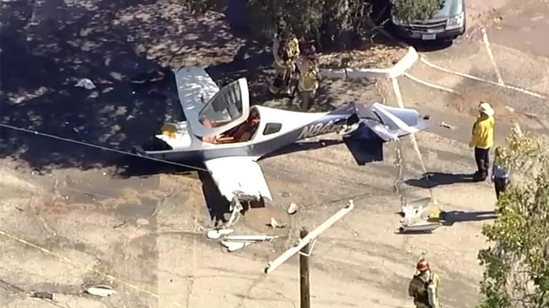 77-year-old pilot survives after small plane crashes through fence at ...
