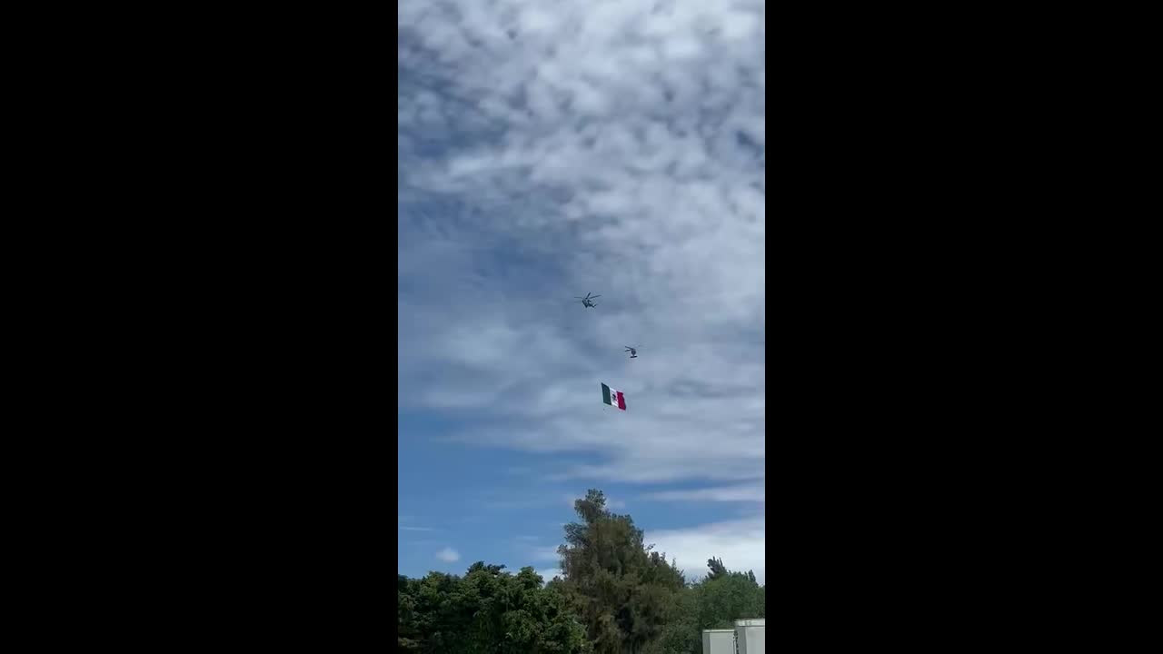 Mexican Air Force conducts aerial flag display at World Cup