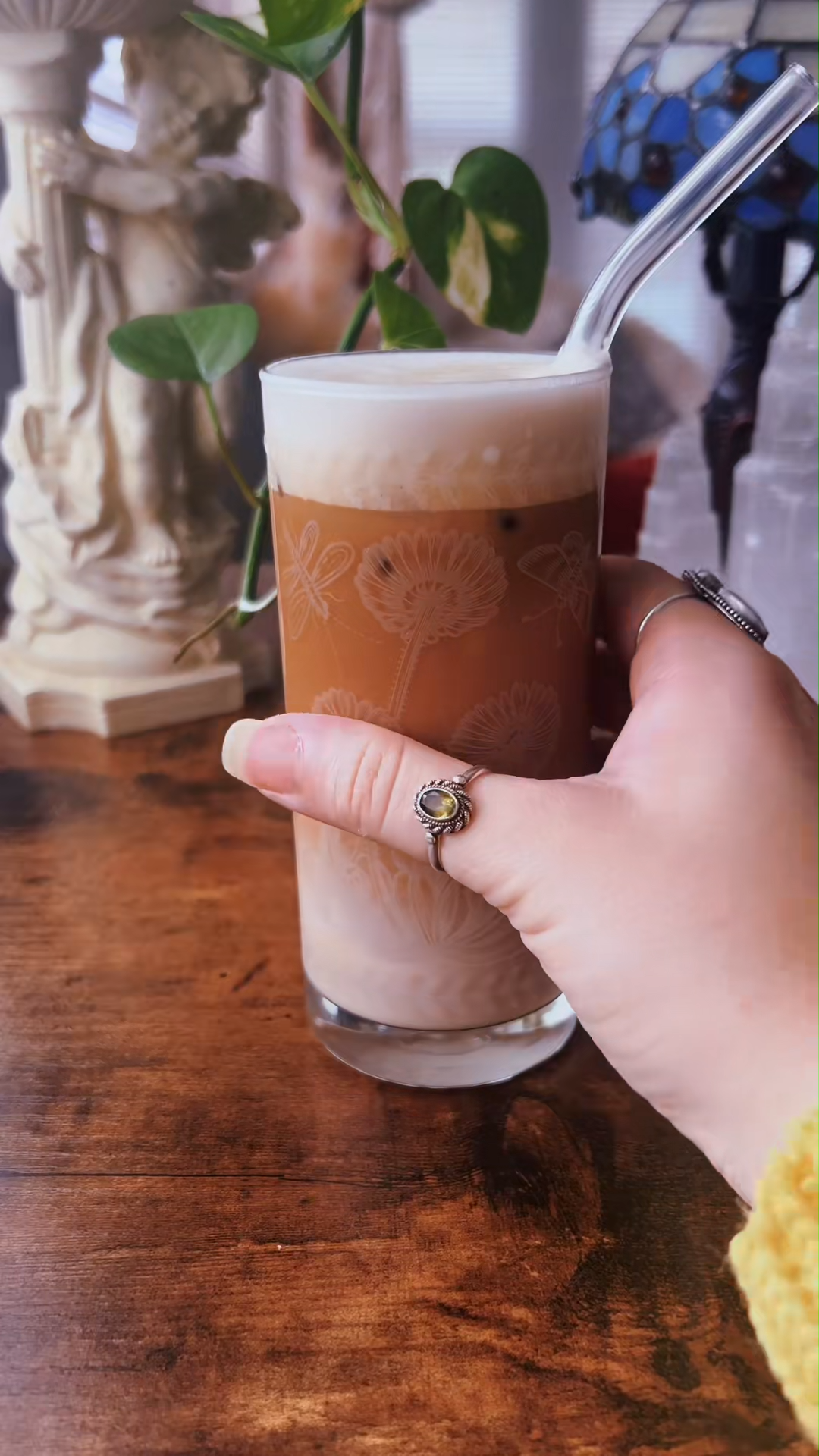 Strawberry rose iced latte a beautiful summer drink