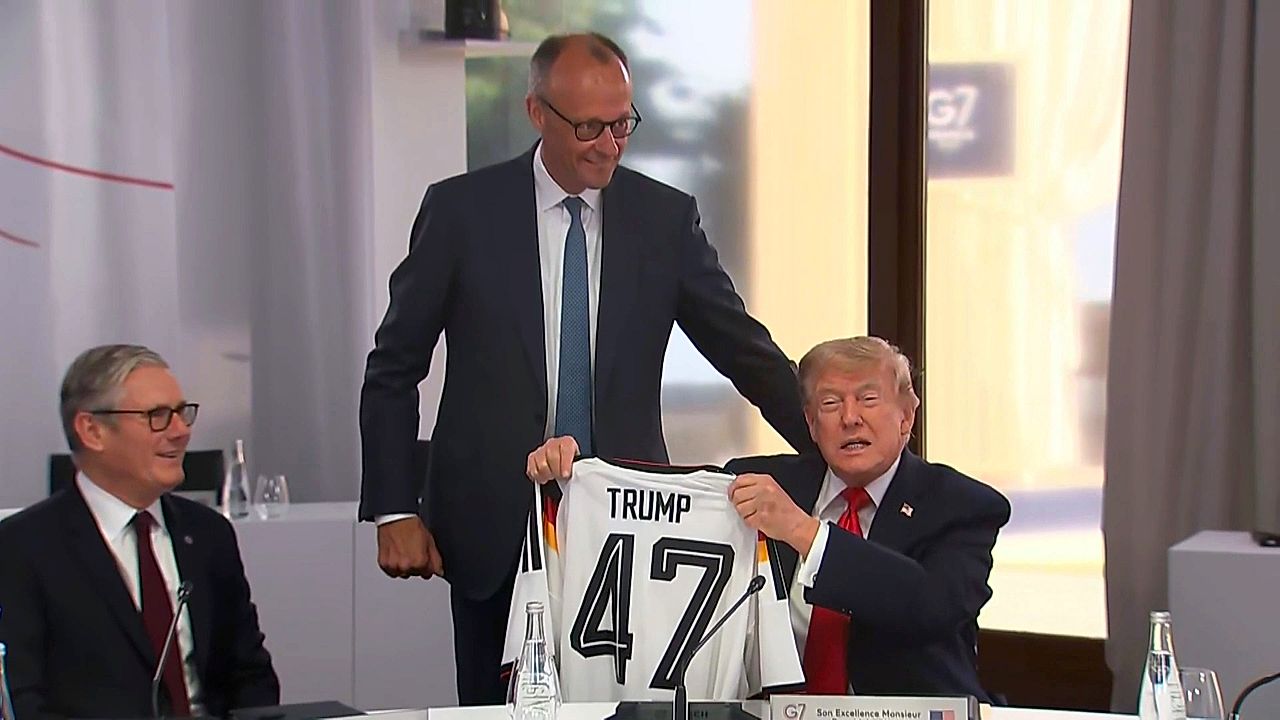 Merz gifts Trump a German soccer jersey at G7 summit — 'After all, we ...