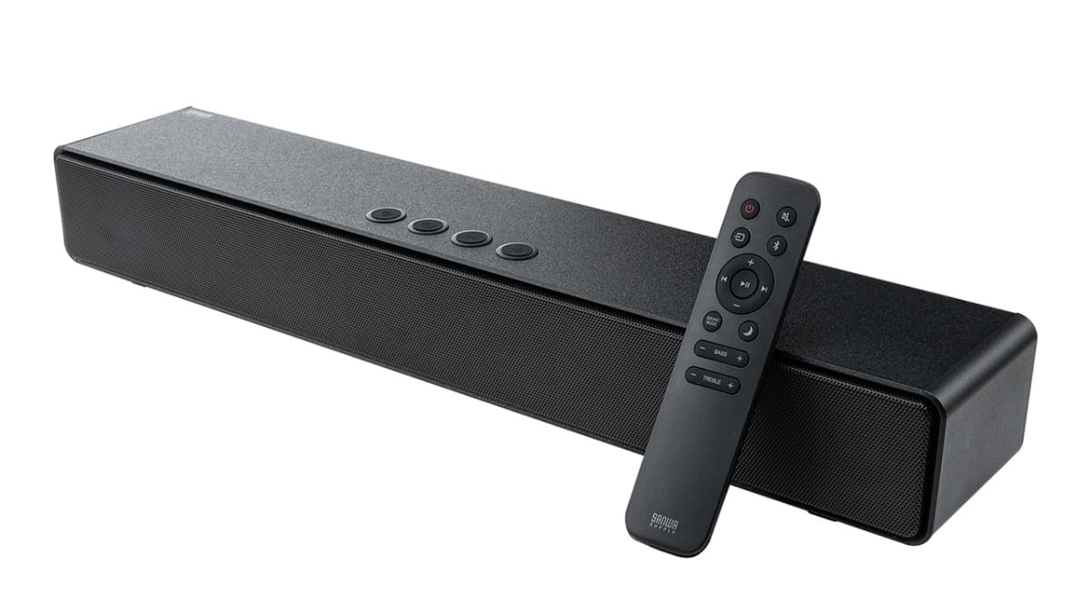 サンワ、最大60W出力のコンパクトサウンドバー。約9980円