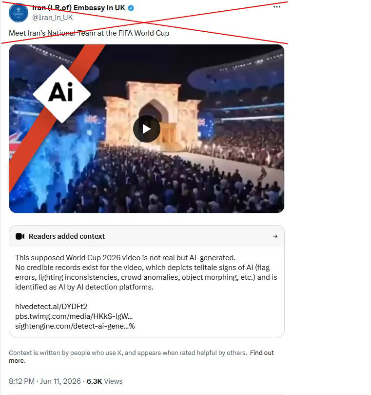 Video of the Iranian team at World Cup opening ceremony is AI-generated