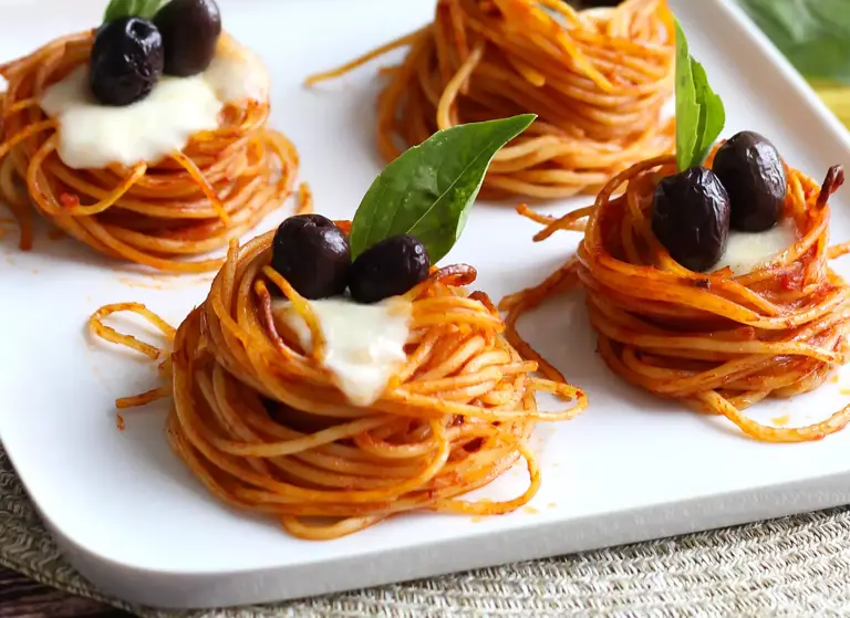 Pasta nests: A creative appetizer made with spaghetti!
