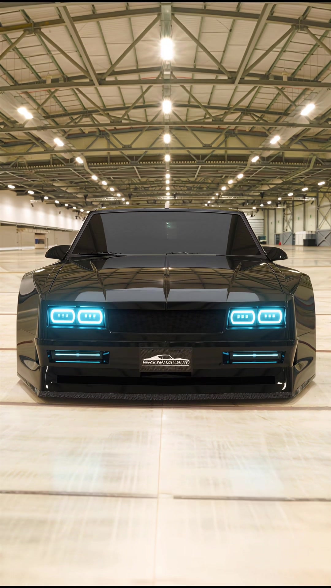 All-black Monte Carlo 3D render with striking red tire stripes