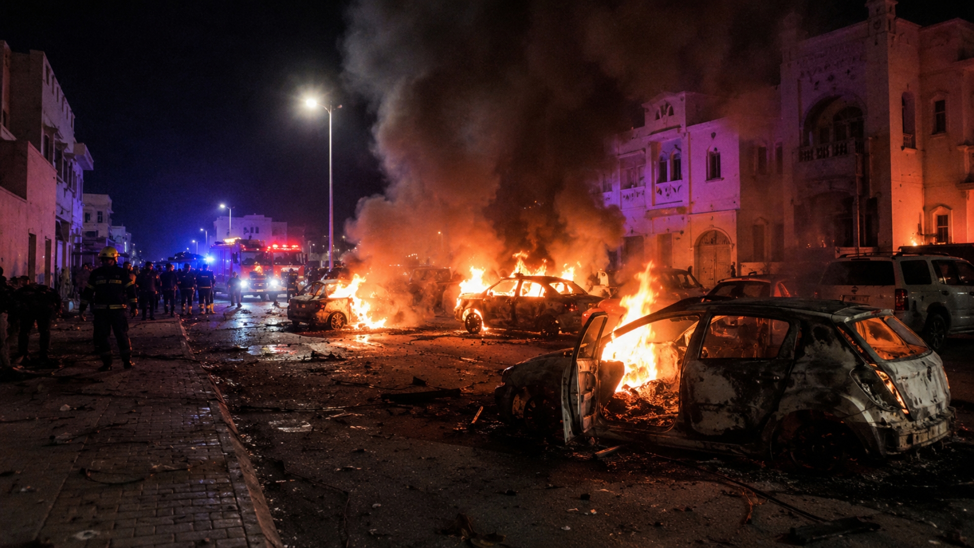 Debris from Iranian attack sets vehicles on fire in Bahrain