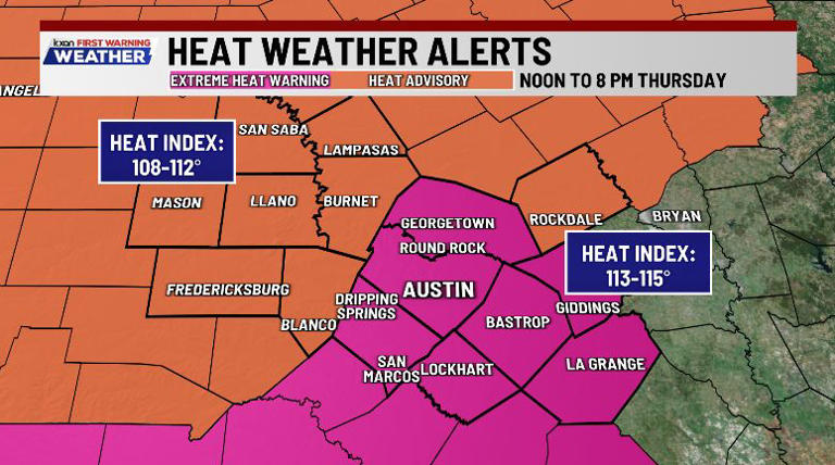 Extreme heat warning in effect for Thursday