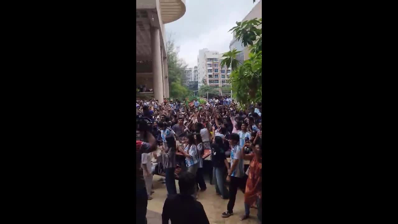 Argentina fans in Bangladesh celebrate Messi goal during World Cup match