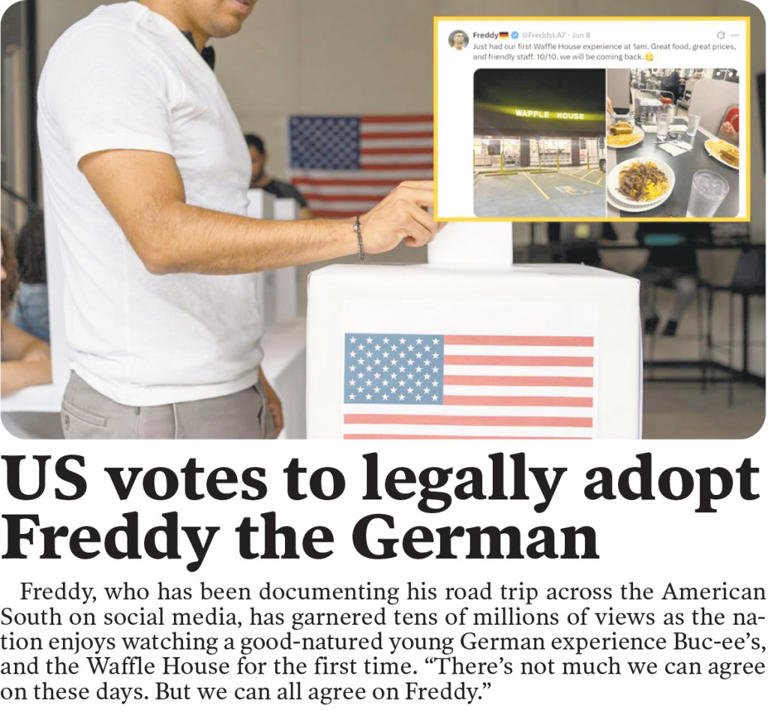 Best of the Babylon Bee: US votes to legally adopt World Cup fan Freddy ...
