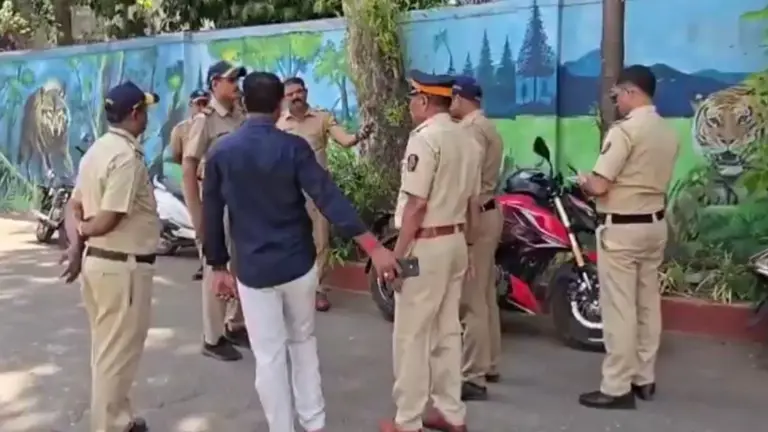 Heavy police deployment outside Shiv Sena (UBT) MP Sanjay Dina Patil's ...