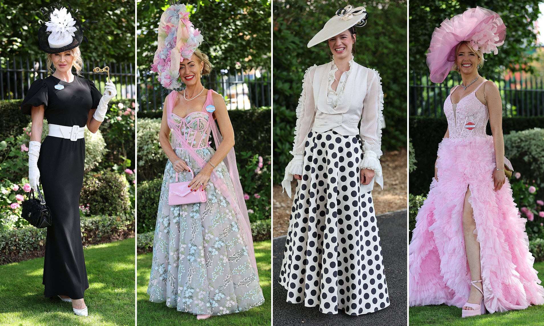 The Ascot fashion wars are on! Racegoers don bright hats and polka dots ...