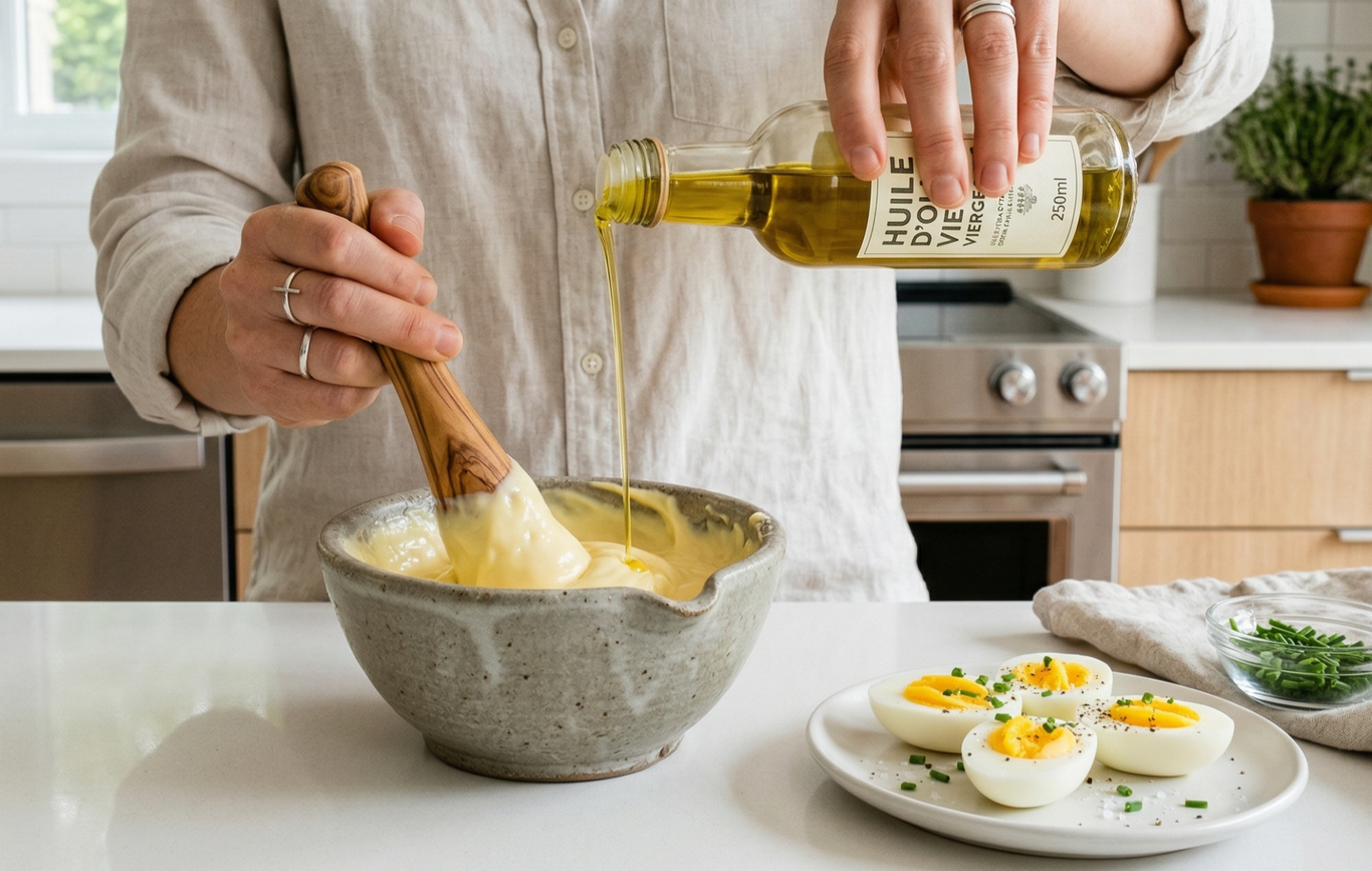 Oubliez le fouet et testez cette mayonnaise traditionnelle au mortier à ...
