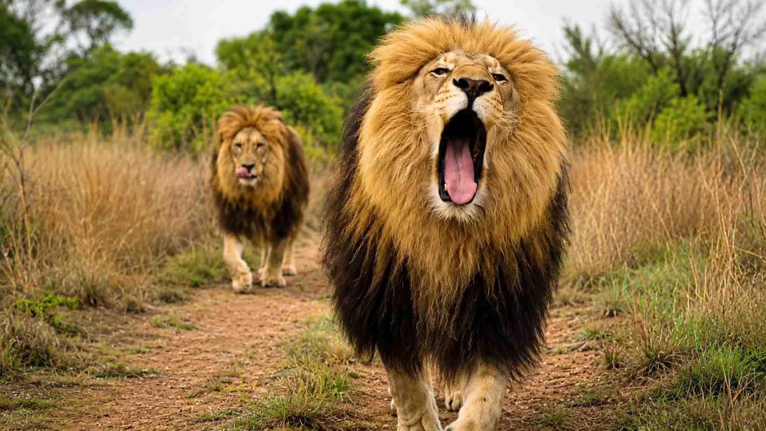 Two lion brothers walked into a tense fight