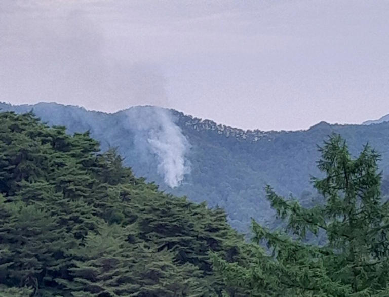 Mountain fire in North Gyeongsang Province prompts firefighting