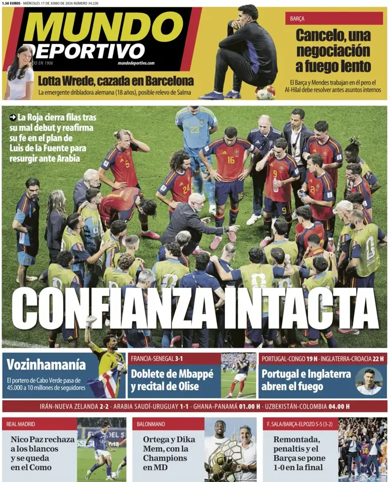 🗞️ Spain close ranks as France and Argentina run riot, today's back pages