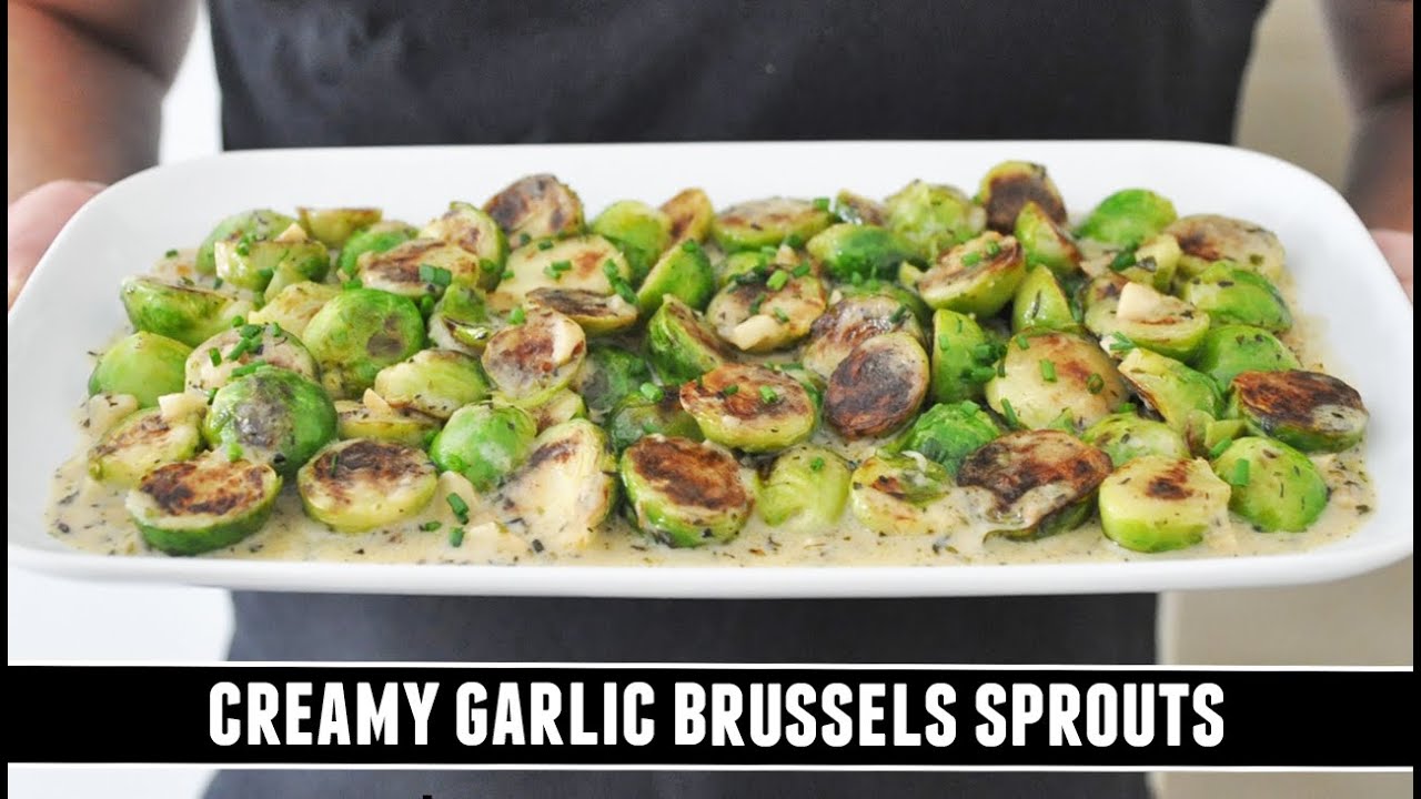 Creamy garlic Brussels sprouts irresistible side dish recipe