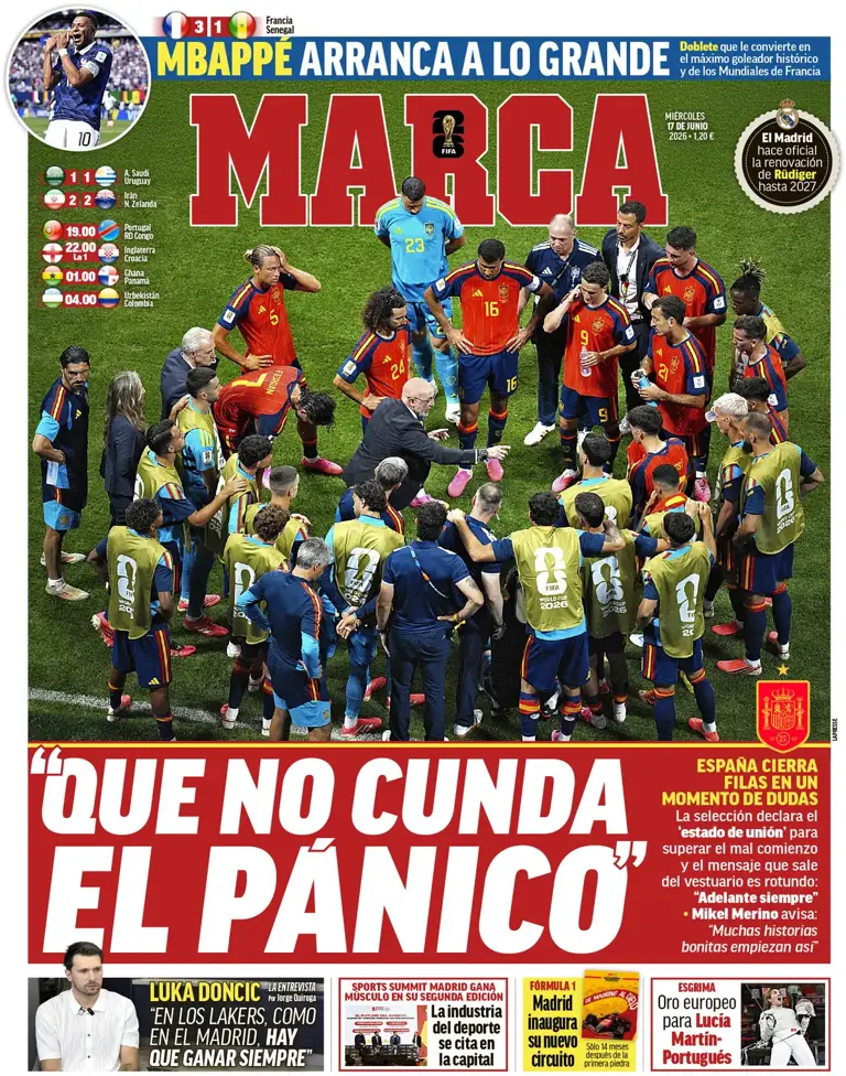 🗞️ Spain close ranks as France and Argentina run riot, today's back pages