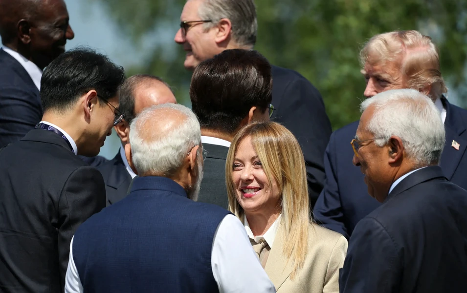 Meloni’s power suit and ‘Melodi’ banter steal G7 spotlight