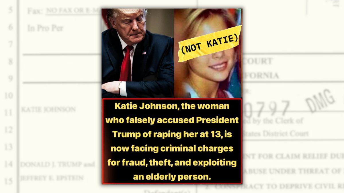 Posts claim 'Katie Johnson,' who accused Trump of child rape, is facing ...