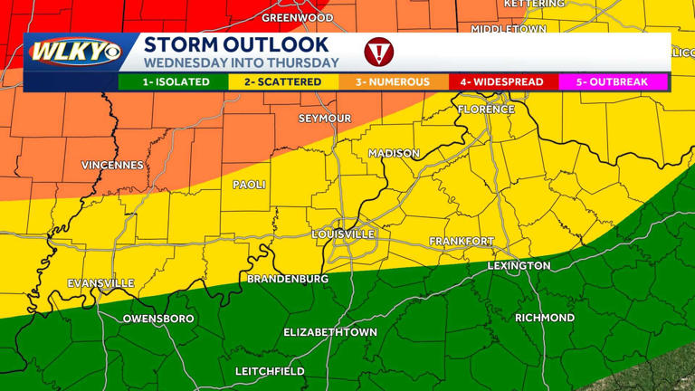 Strong storm threat: Damaging winds, tornadoes possible late Wednesday ...