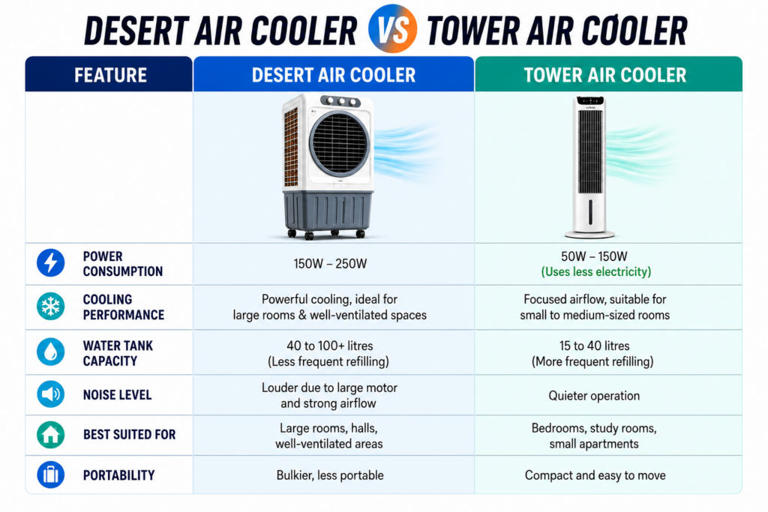 Desert air cooler or tower air cooler? Which consumes less electricity ...