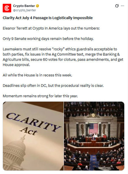 Clarity Act faces July 4 deadline as Senate still lacks 60 votes: Will ...